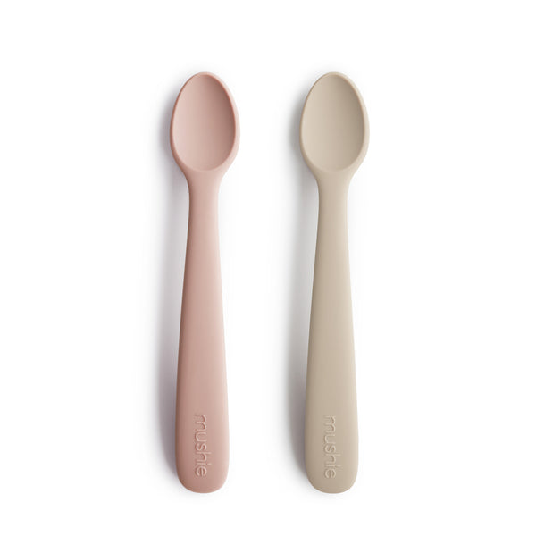 Baby Silicone Feeding Spoons (Blush/Shifting Sand) 2-Pack – Mushie