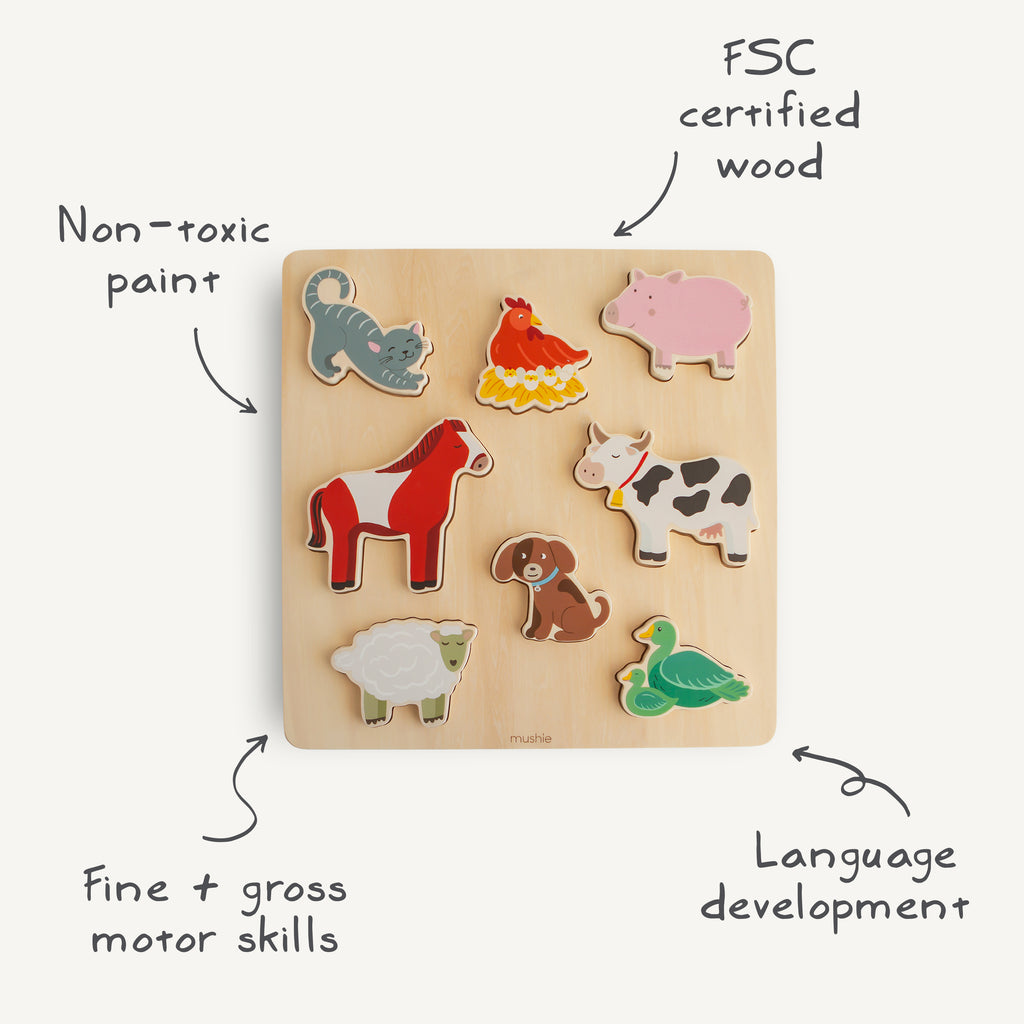 Wooden Farm Puzzle – Mushie