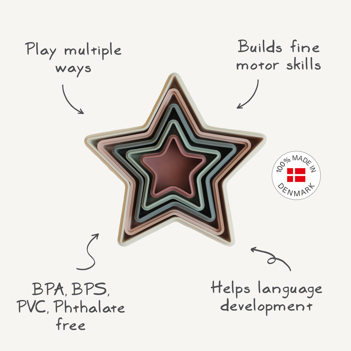 Mushie Nesting Stars Baby Toy