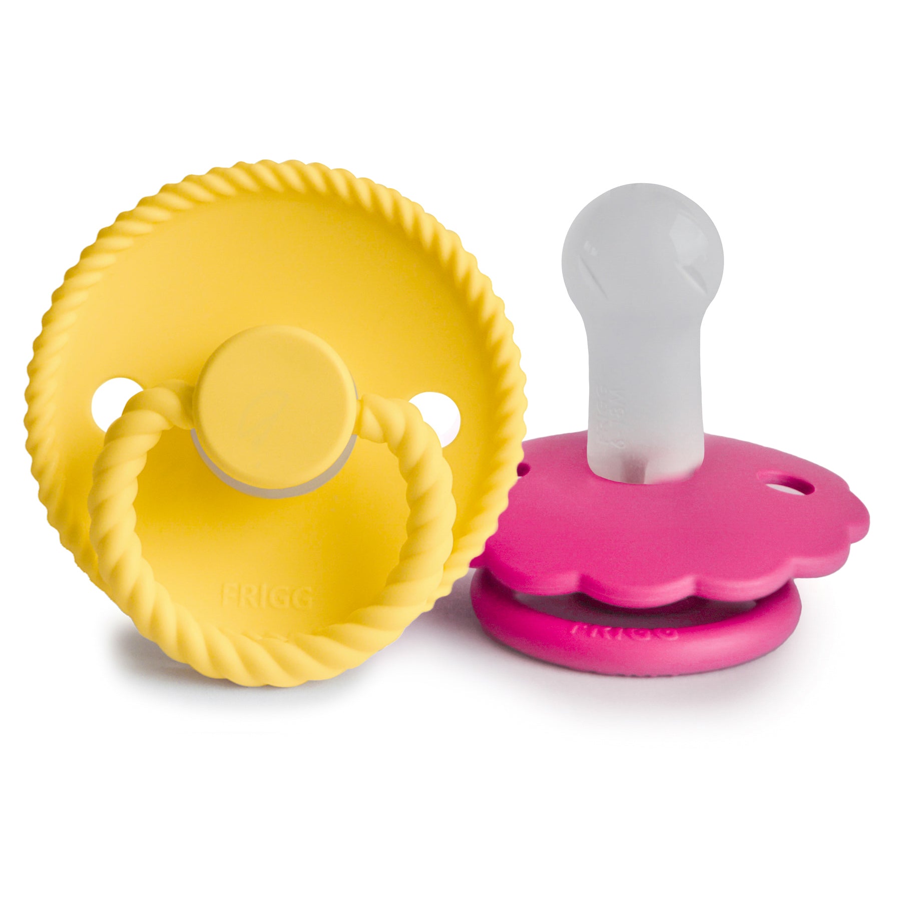 FRIGG Rope/Daisy Silicone Pacifier (Sunflower/Fuchsia) 2-Pack (6-18 Mo ...