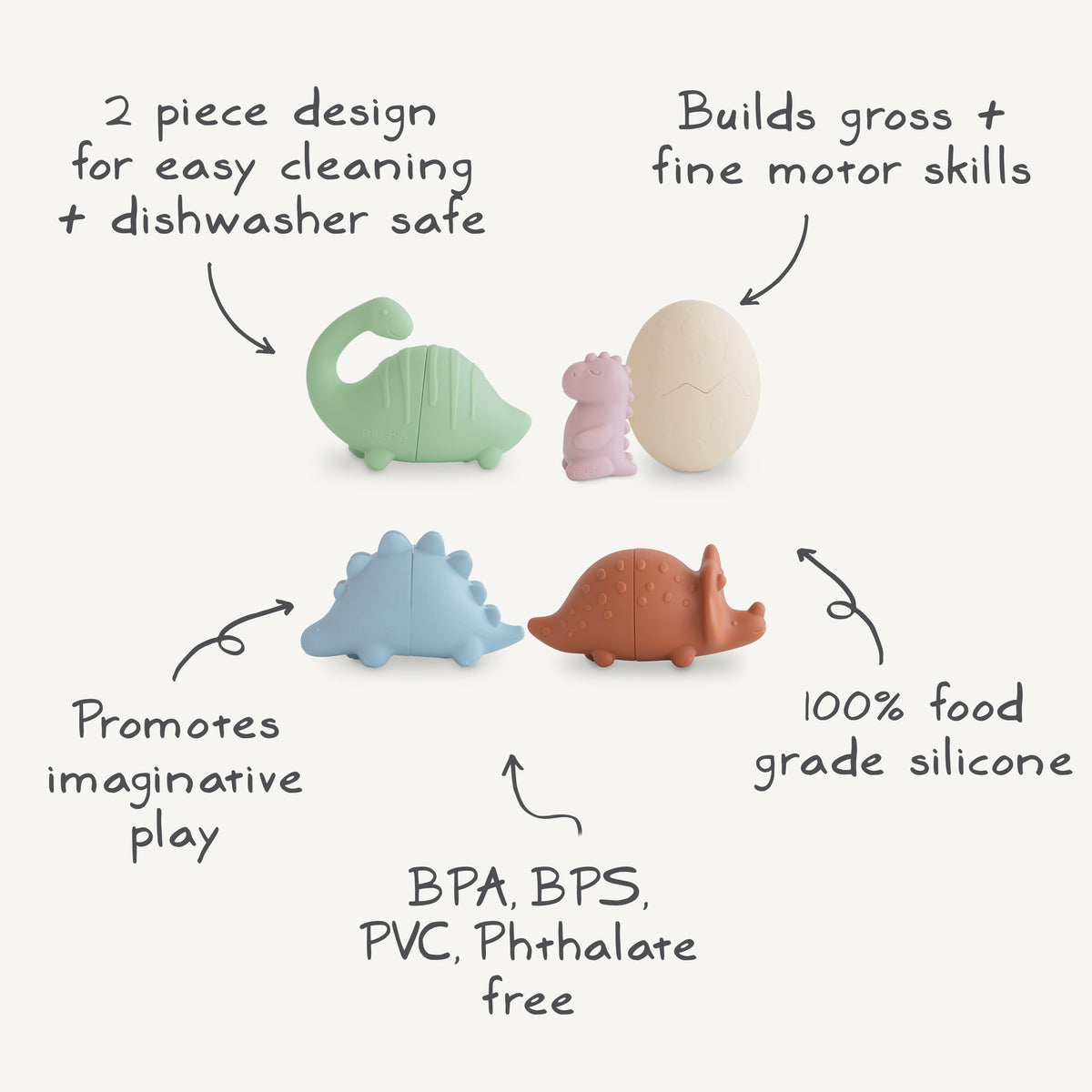 Dino Mold Free Bath Play Set - 4 Pack – Mushie