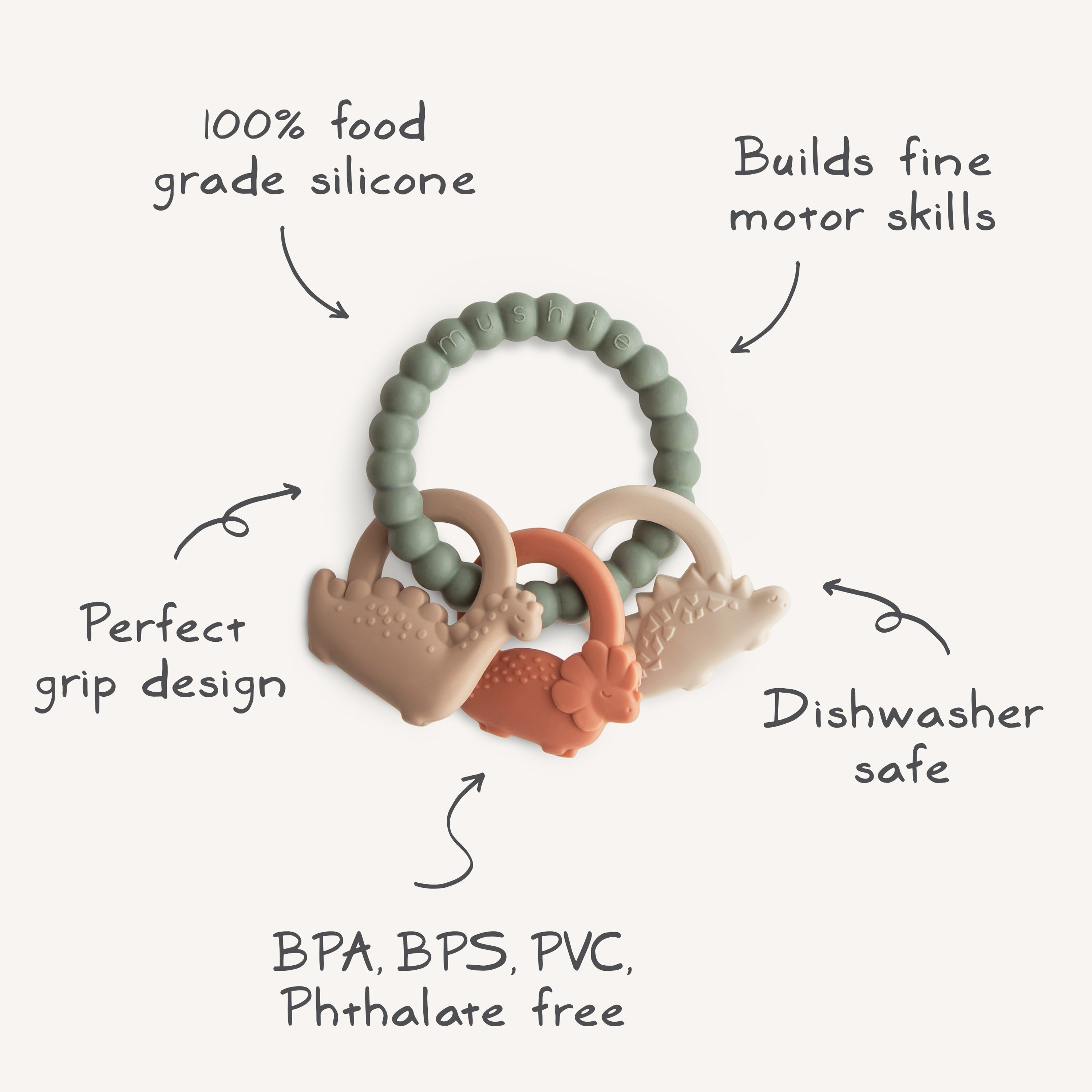 Dino Teething Ring – Mushie