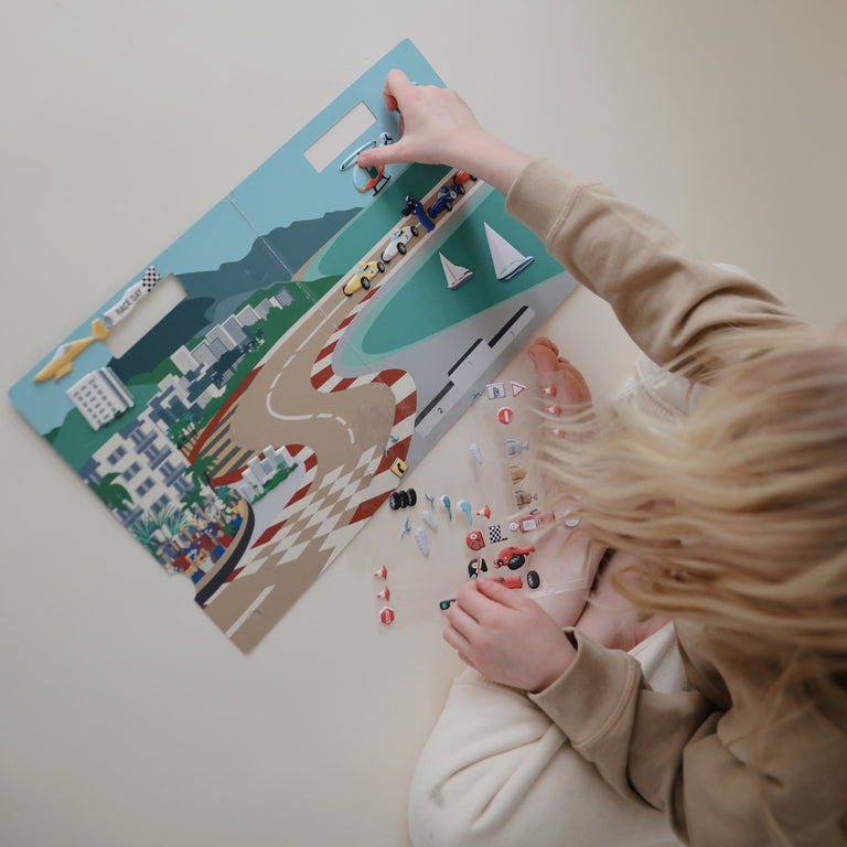 Reusable Race Cars Sticker Set – Mushie