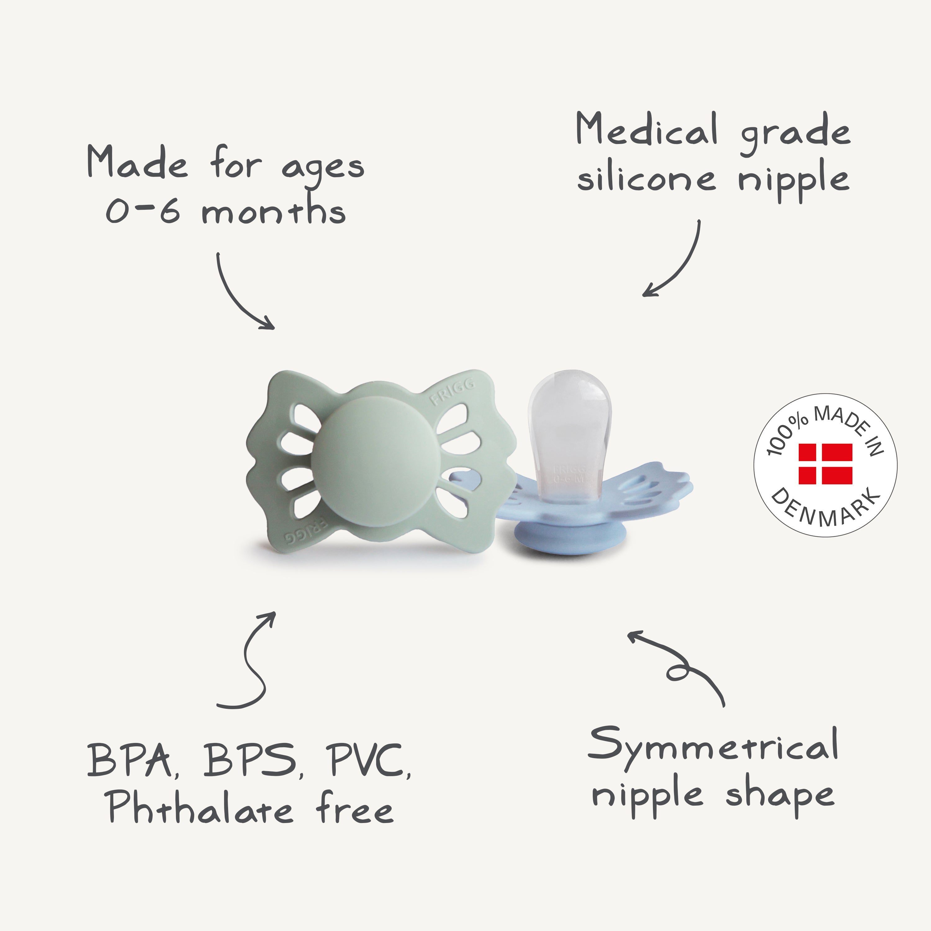 FRIGG Lucky Symmetrical Silicone Pacifier 2-Pack (0-6 Months) – Mushie