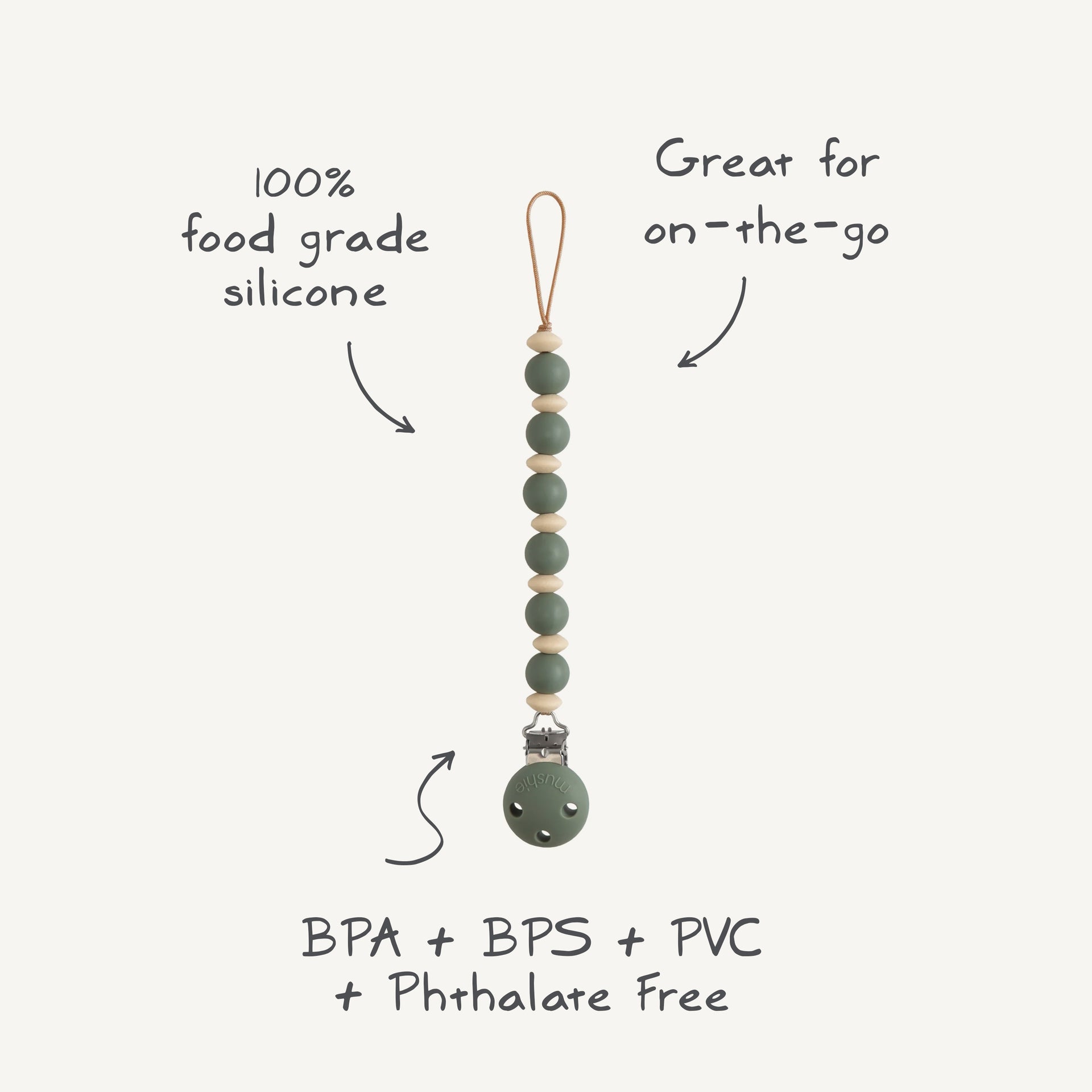 Mushie Silicone Pacifier Clip | Luna