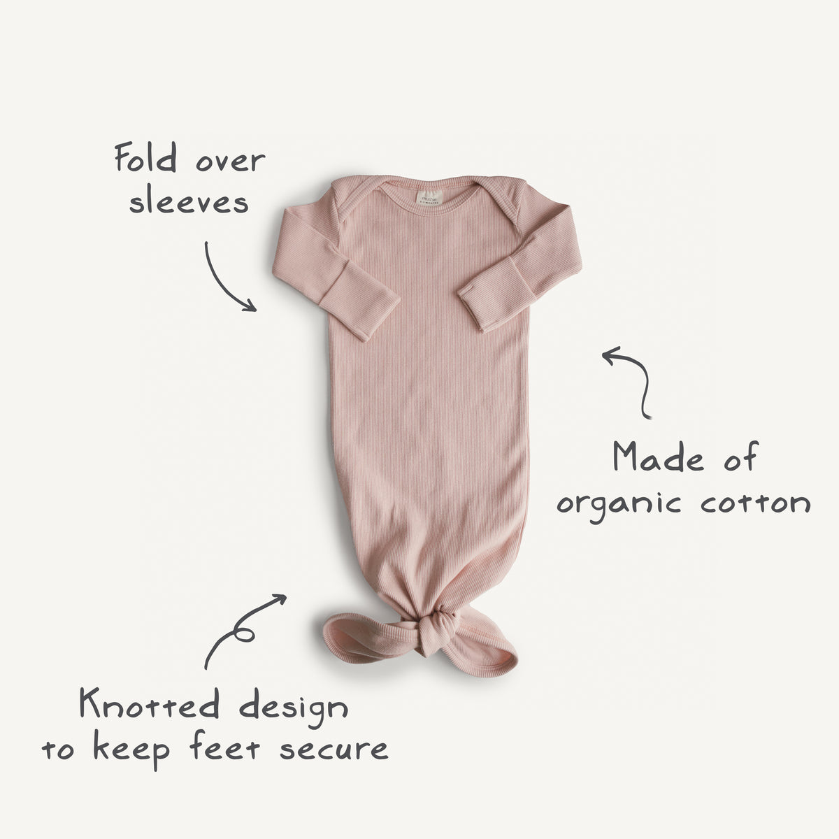 Ribbed Knotted Baby Gown + Beanie Set – Mushie