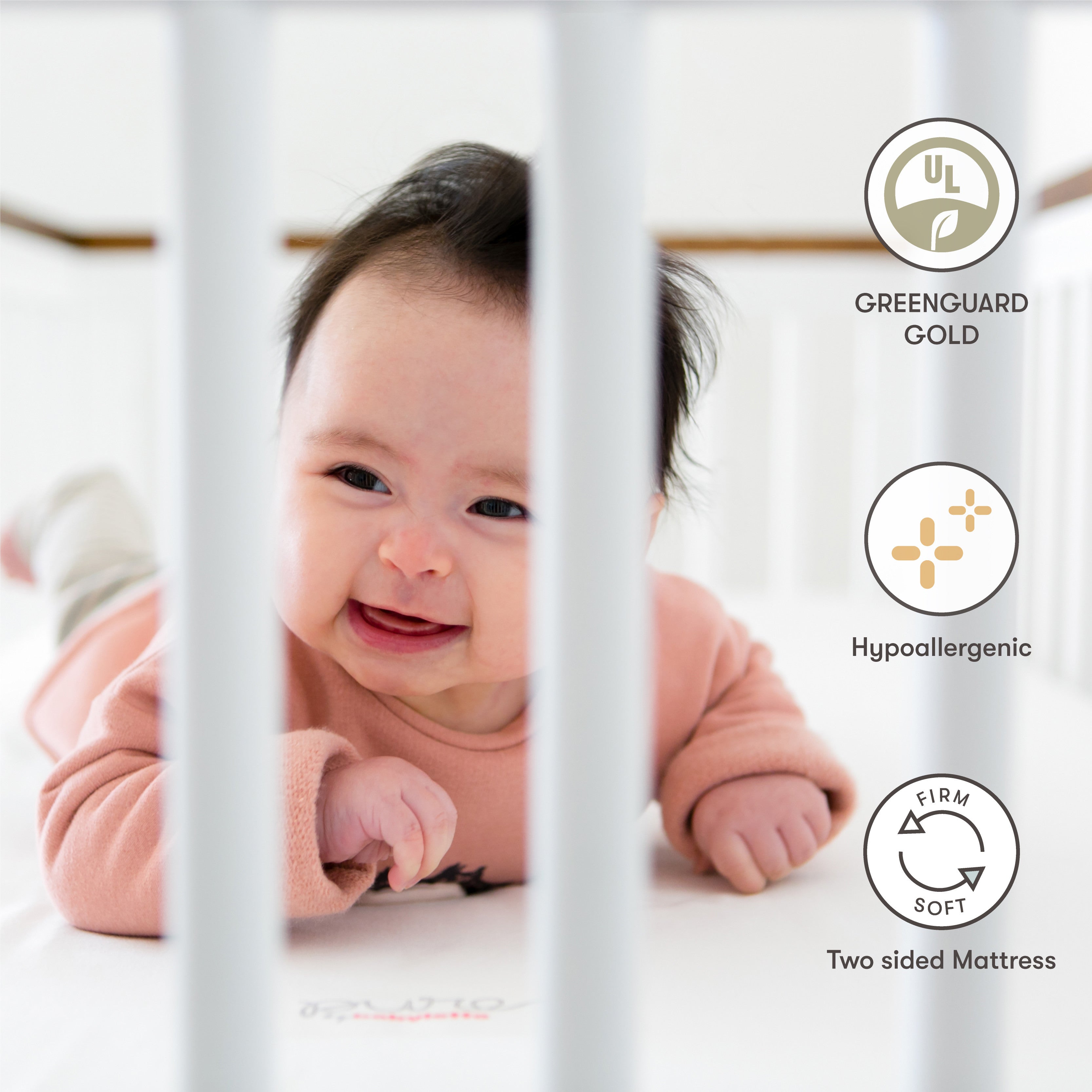 Babyletto Pure Core Crib Mattress w/ Hybrid Quilted Waterproof Cover ...
